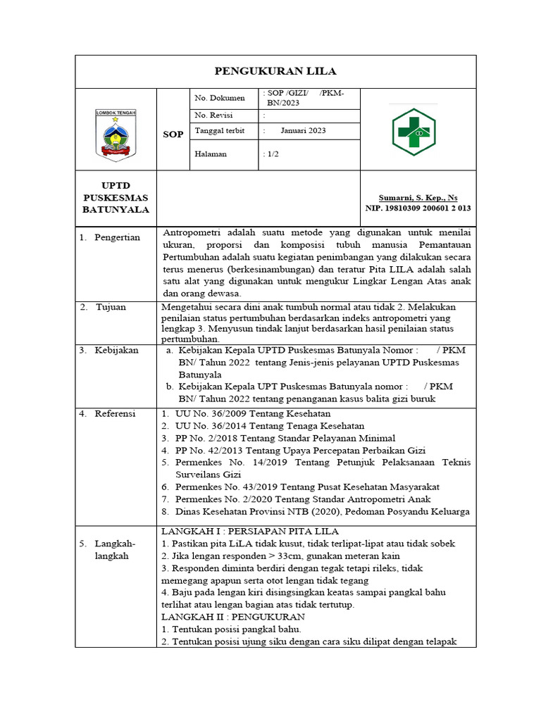 Sop Pengukuran Lila | PDF
