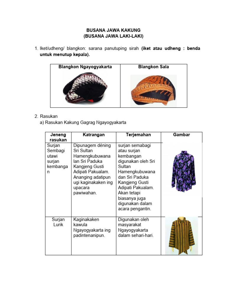 Busana Jawa Kakung | PDF