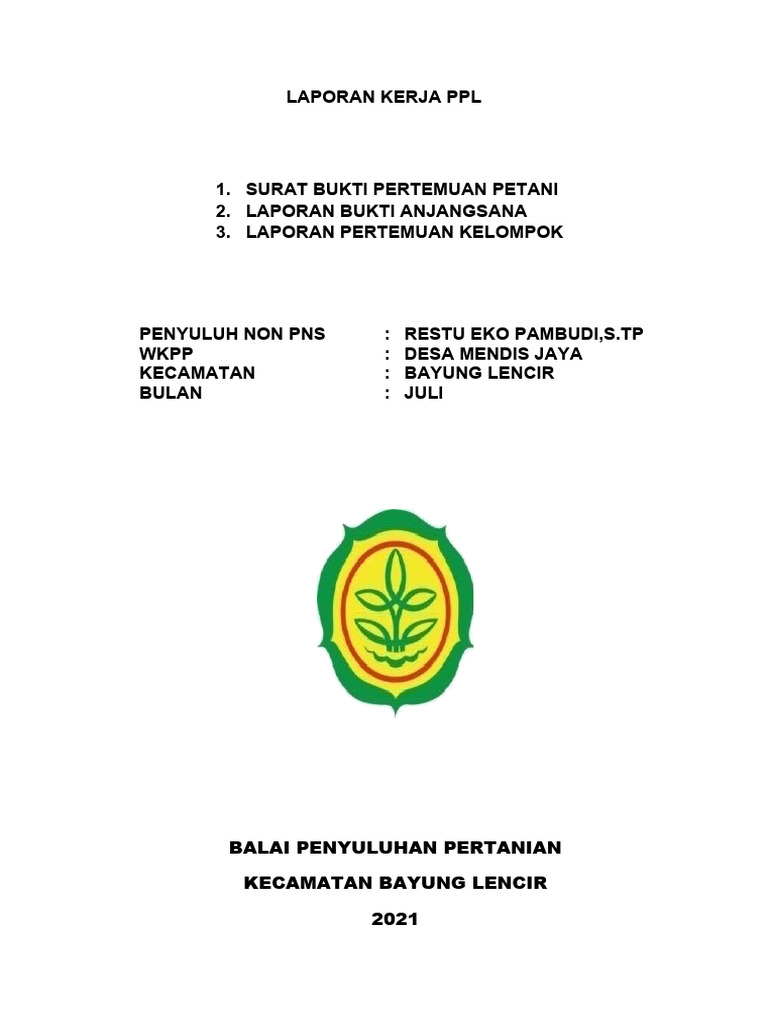 Cover Laporan Kerja PPL | PDF