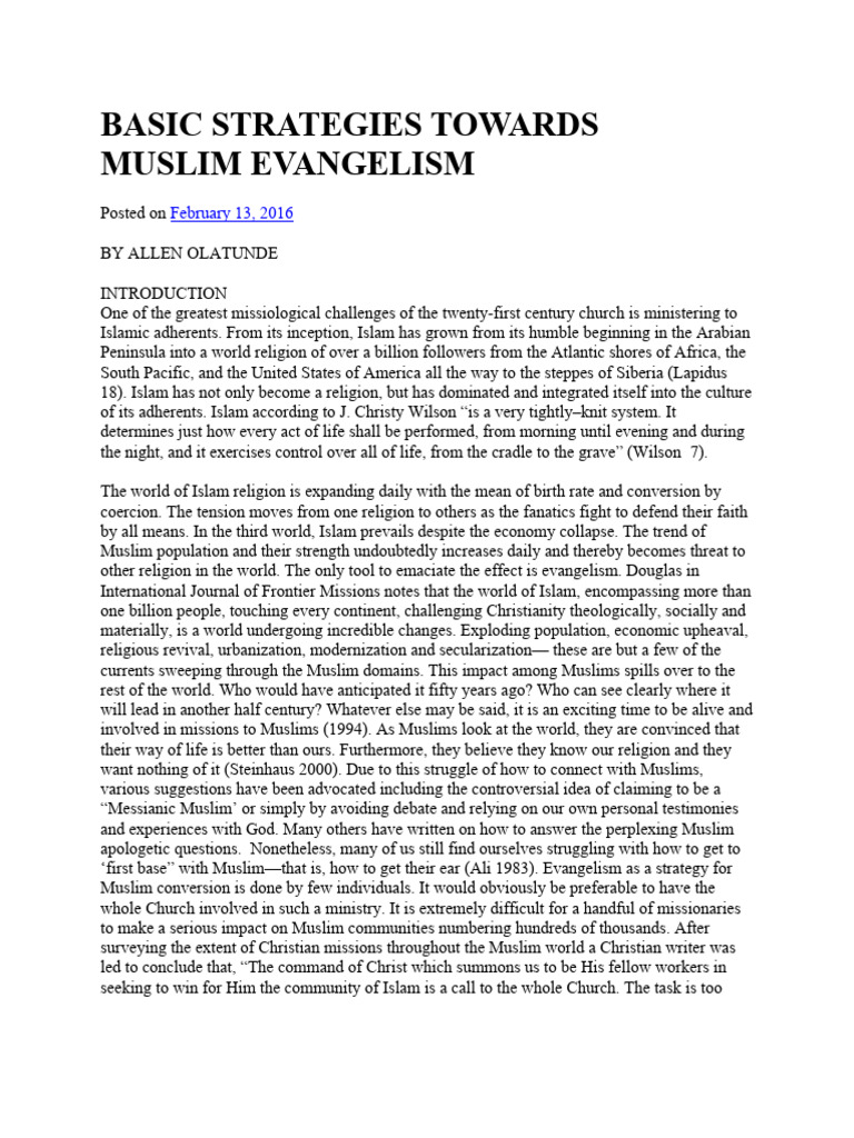 Basic Strategies Towards Muslim | PDF