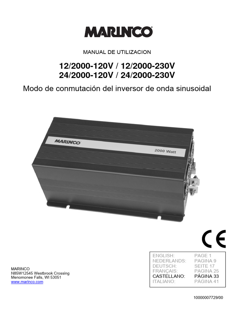00 Manual Marinco Inv 2000W ES | PDF | Diodo emisor de luz | Inversor ...