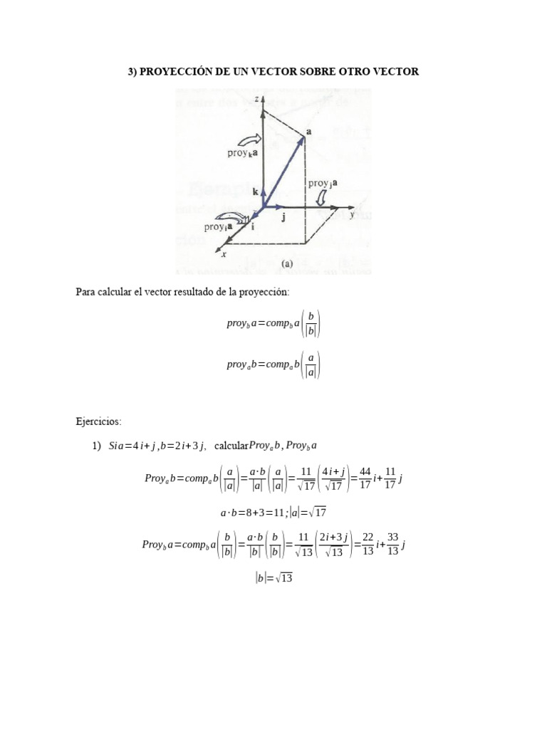 Proyección de vectores: cálculo y ejemplos | PDF