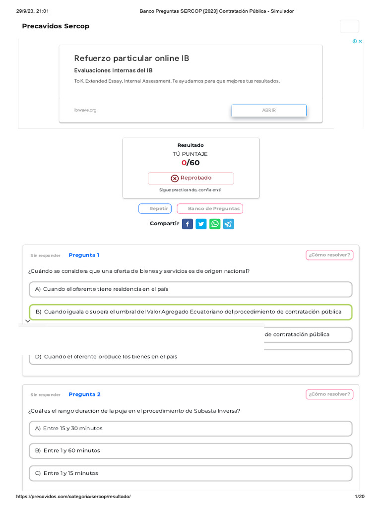 Banco Preguntas SERCOP (2023) 4 | PDF