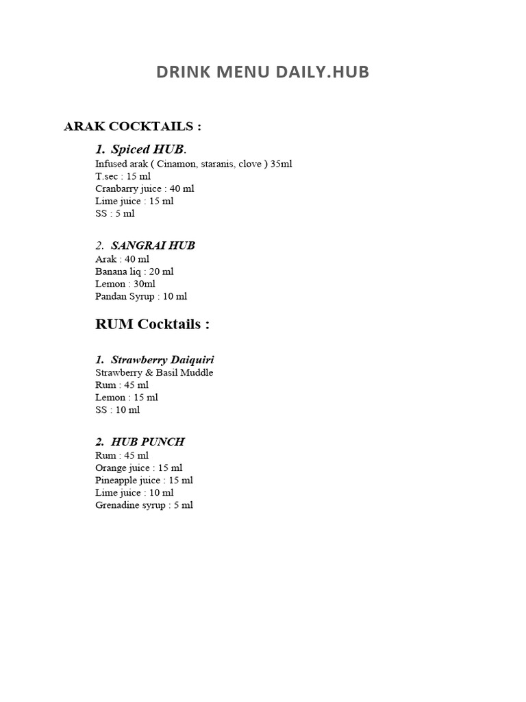 Drink Menu Daily | PDF