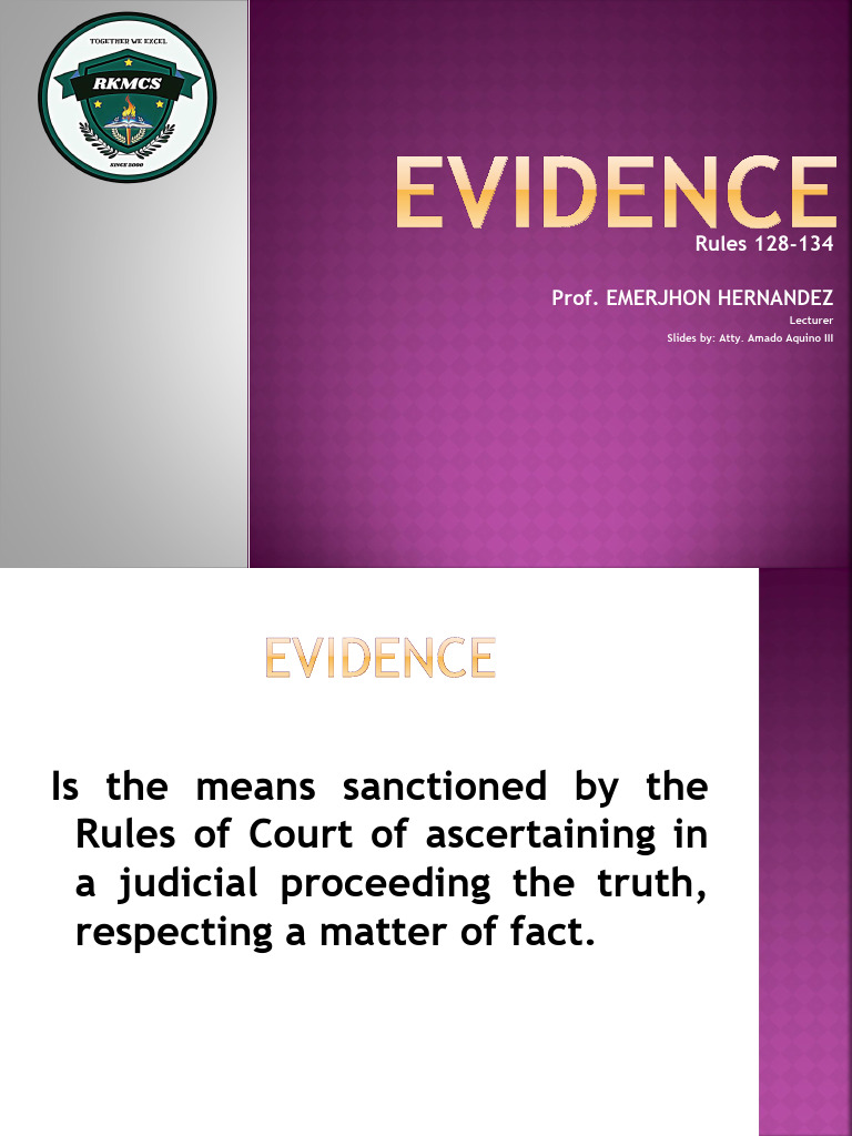 Rules On Evidence - 2022 | PDF | Burden Of Proof (Law) | Evidence (Law)