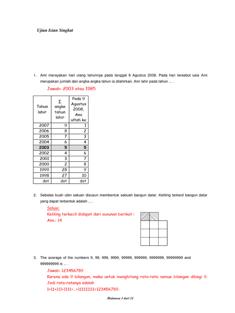 Soal-Dan-Pembahasan-Isian-Singkat-Osn-Matematika | PDF | Metode & Bahan Ajar