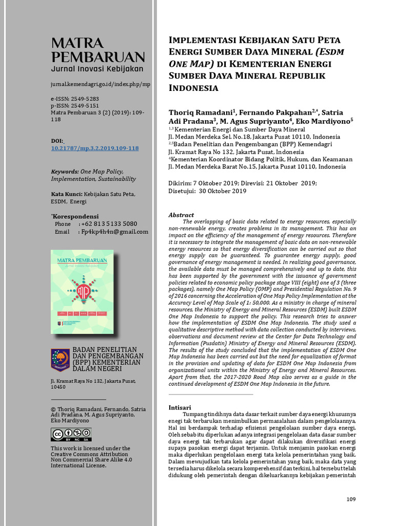 Implementasi Kebijakan Satu Peta (ESDM OneMap) | Download Free PDF ...
