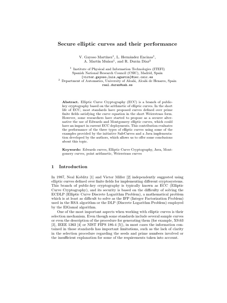 Secure Elliptic Curves Pdf Applied Mathematics Cryptography 