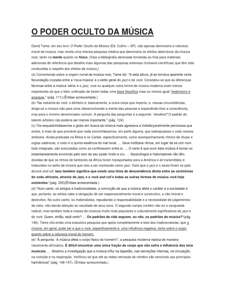 O Poder Oculto Da Música - David Tame | PDF | Plantas | Humano