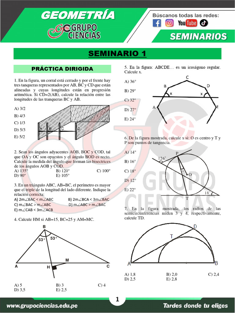 Problemas de Geometría y Trigonometría | PDF | Geometría triangular ...