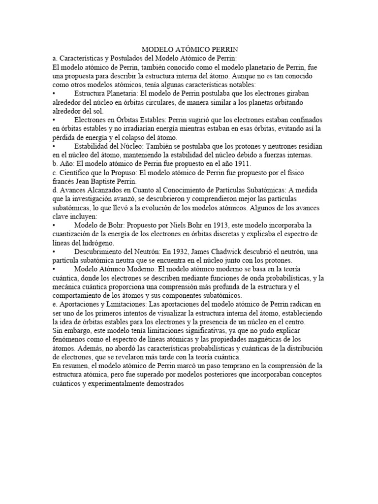 Modelo Perrin | PDF | Átomos | Núcleo atómico