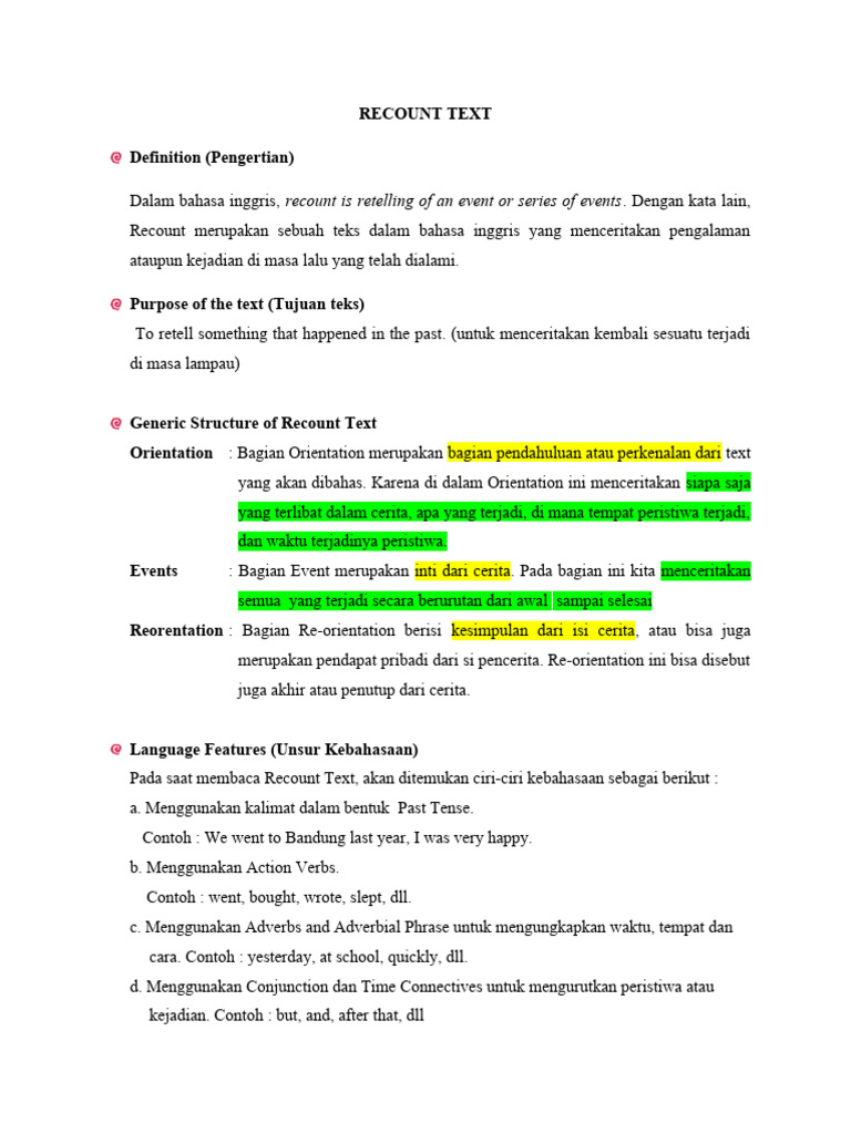 Materi Recount Text | PDF