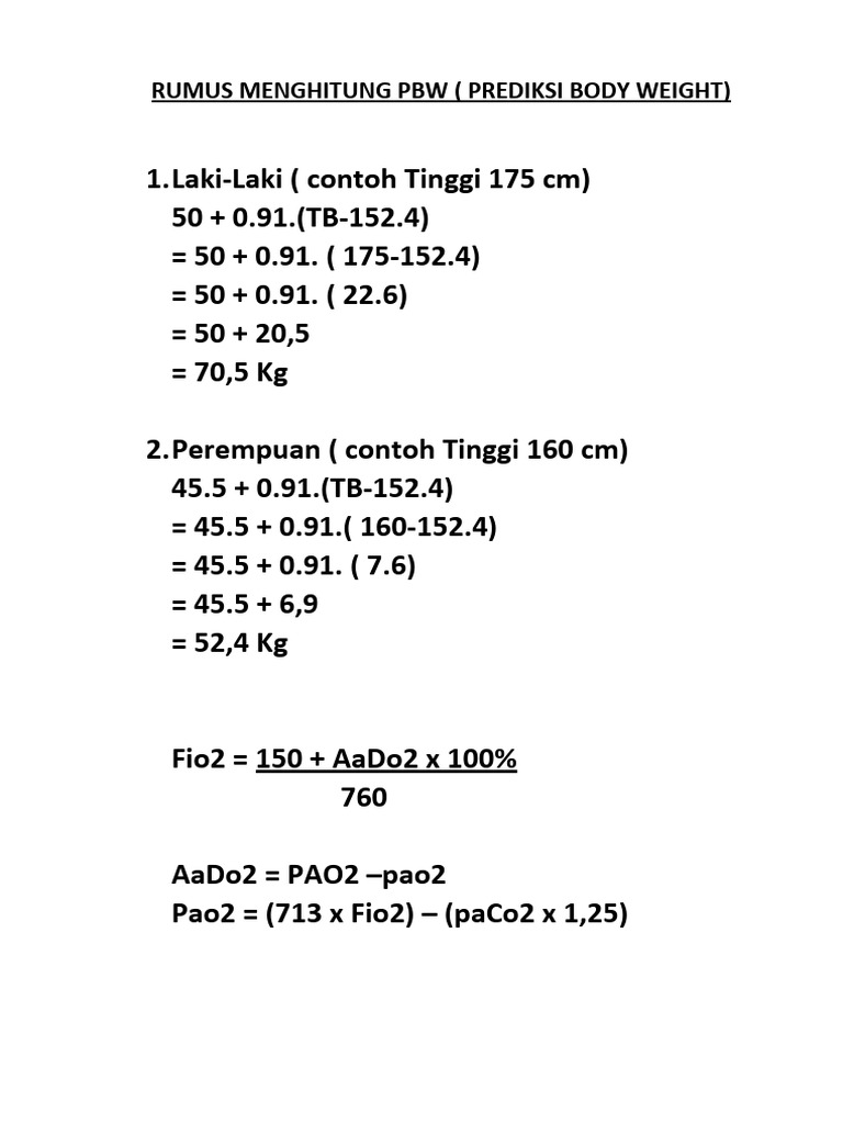 Rumus Menghitung PBW | PDF