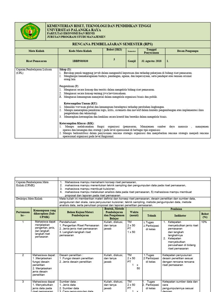 RPS Riset Pemasaran | PDF