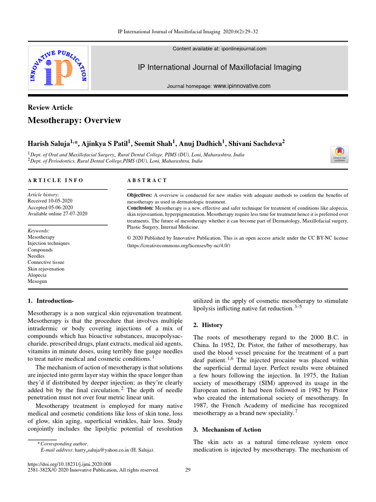 Mesotherapy Overview | PDF