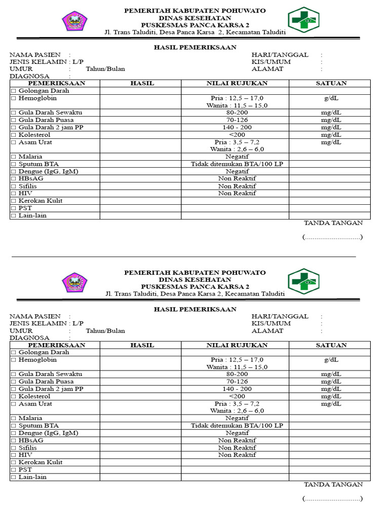 Format Hasil Lab | PDF