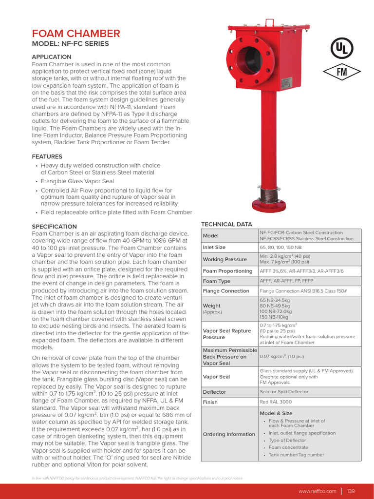 Naffco NF-FC Series Foam Chamber | PDF | Foam | Pipe (Fluid Conveyance)
