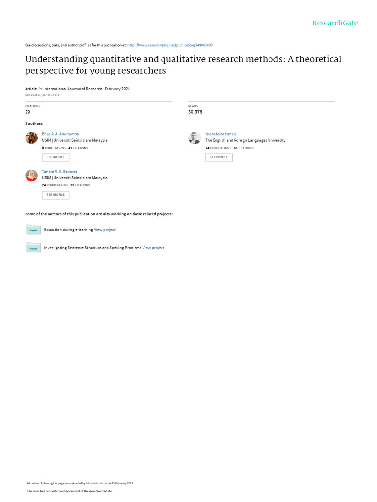 Understandig Quantitativeand Qualitative Research Methods ATheoretical ...