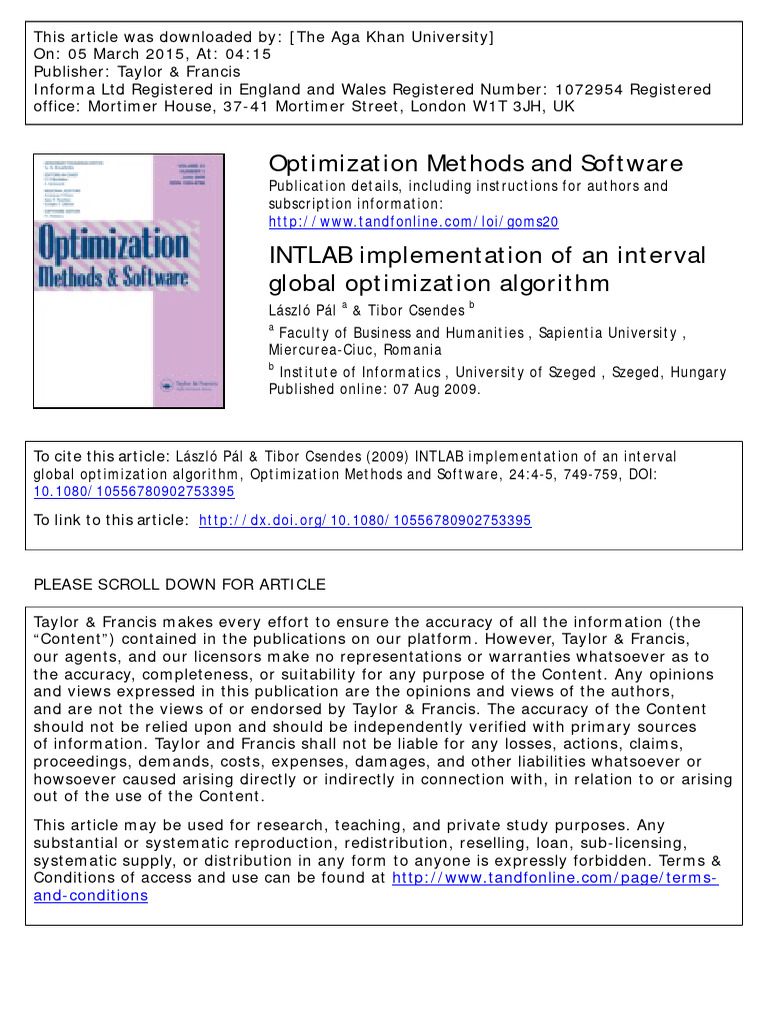 Optimization Methods And Software Pdf Mathematical Optimization Matlab 