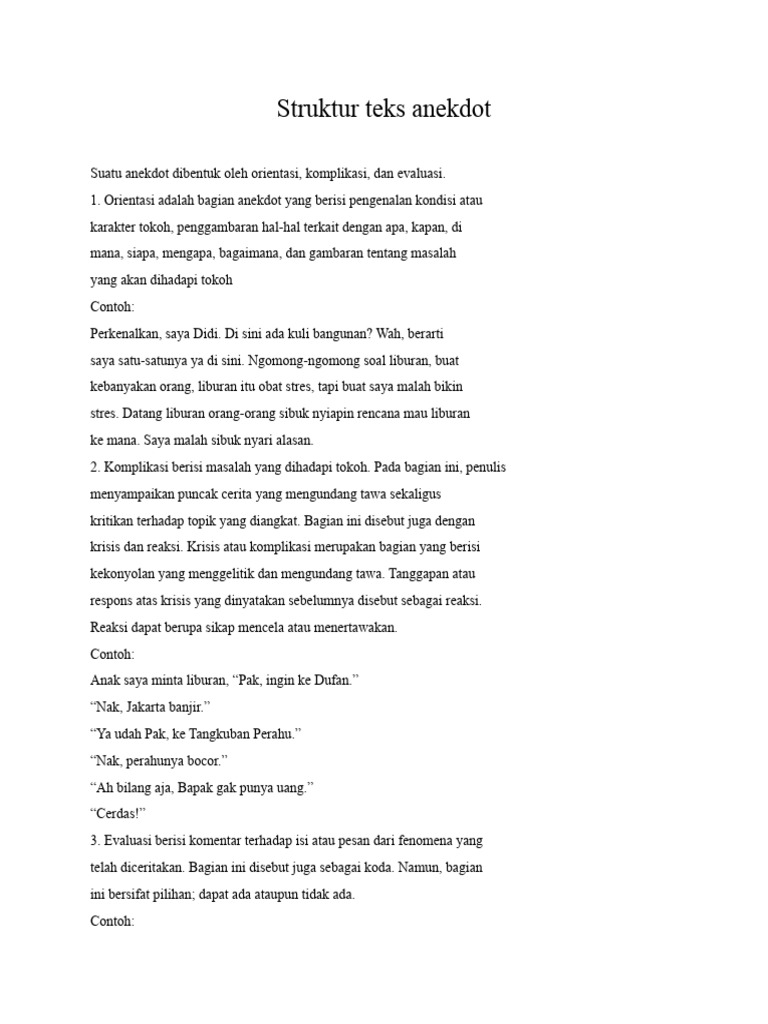Struktur teks anekdot | PDF