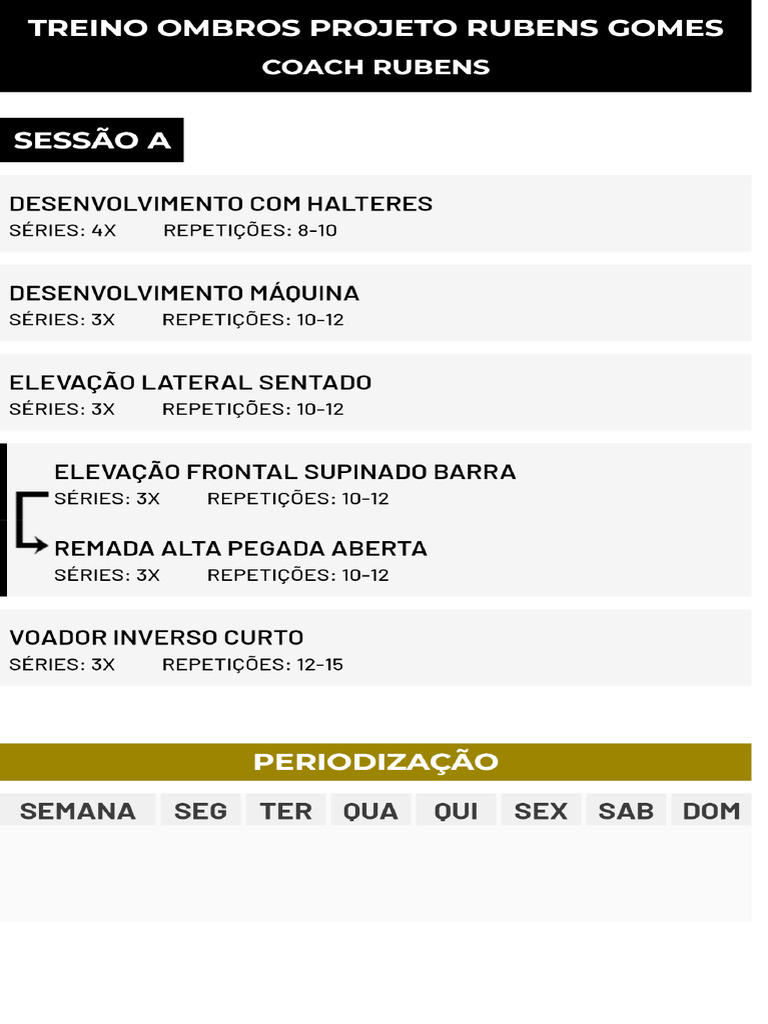 Treino de Ombros Projeto Coach Rubens | PDF