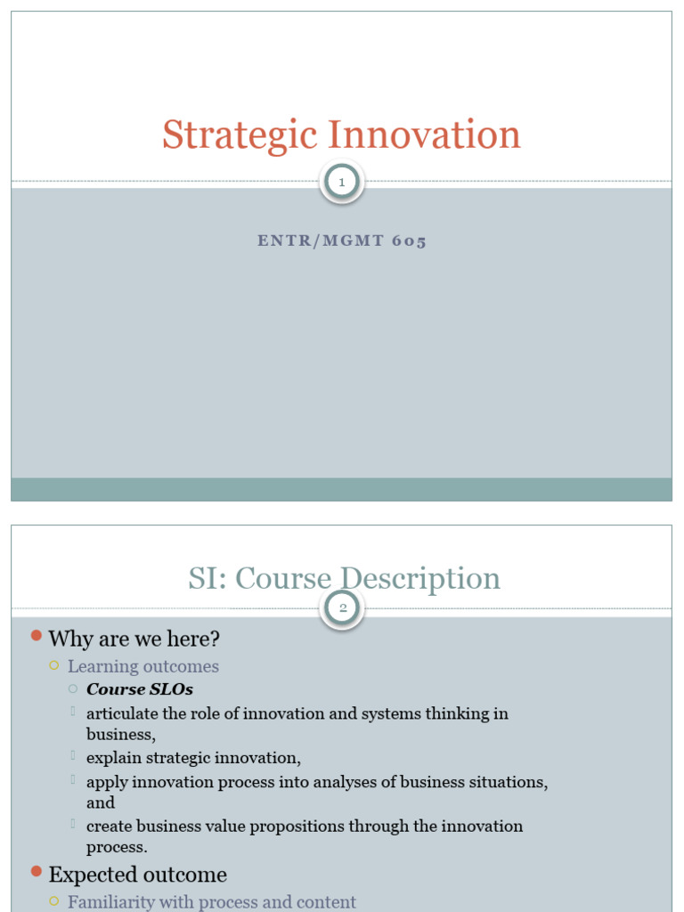Strategic Innovation Module 1 | PDF