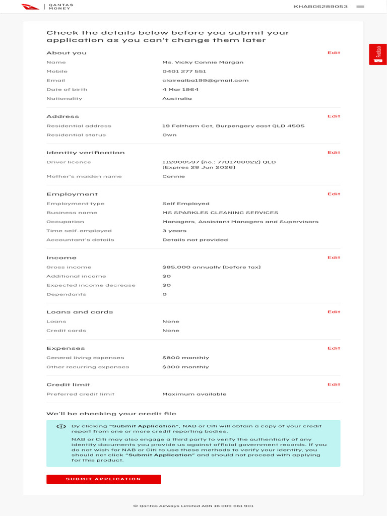 Review and Submit - Qantas Money | PDF