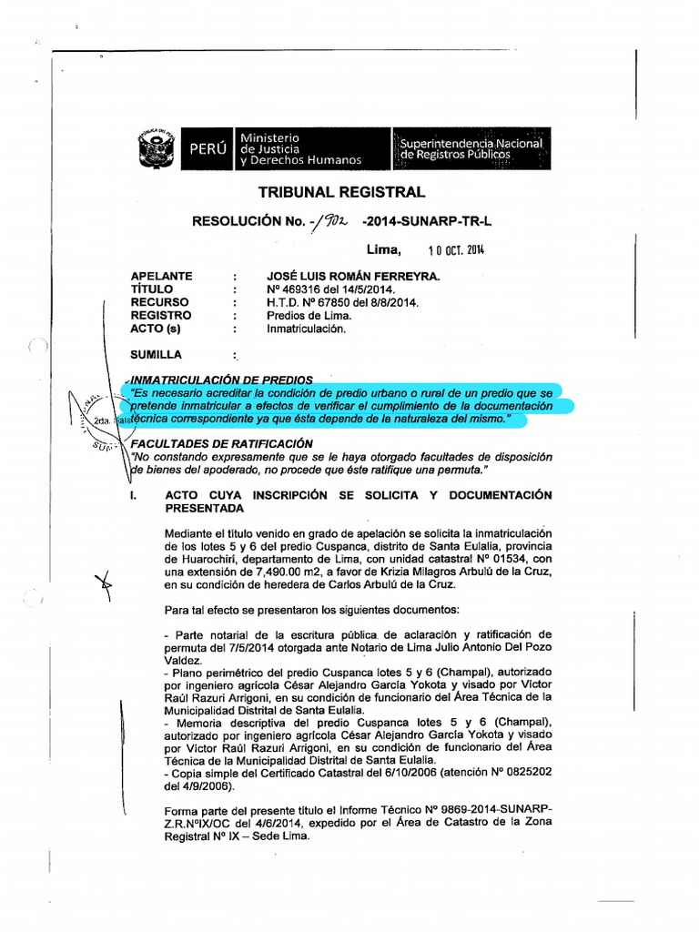 Caso Fajas Marginales. Resolución 1902-2014-SUNARP-TR-L | PDF Caso Fajas Marginales. Resolución 1902-2014-SUNARP-TR-L | PDF