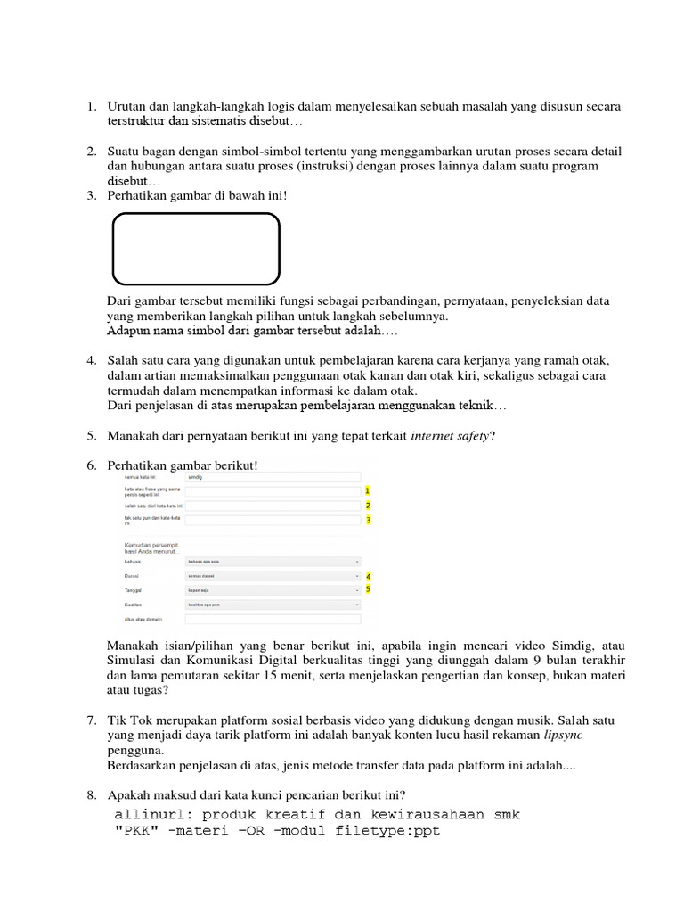 Kisi-Kisi Simdig Usp 2023 | PDF