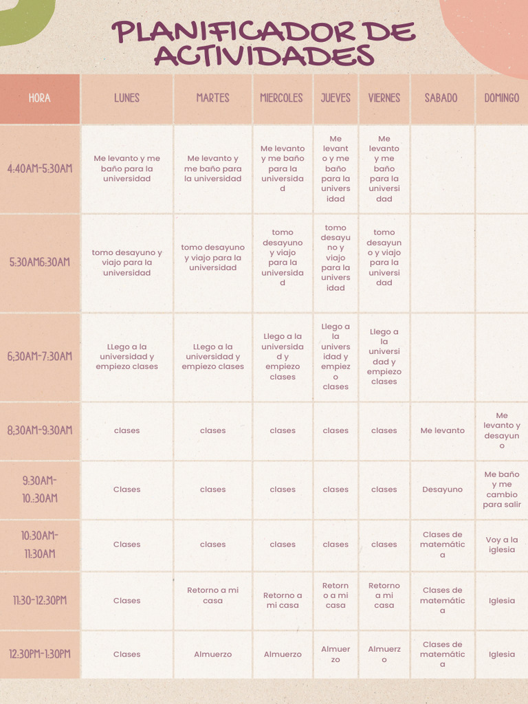 Planificador de Actividades | PDF