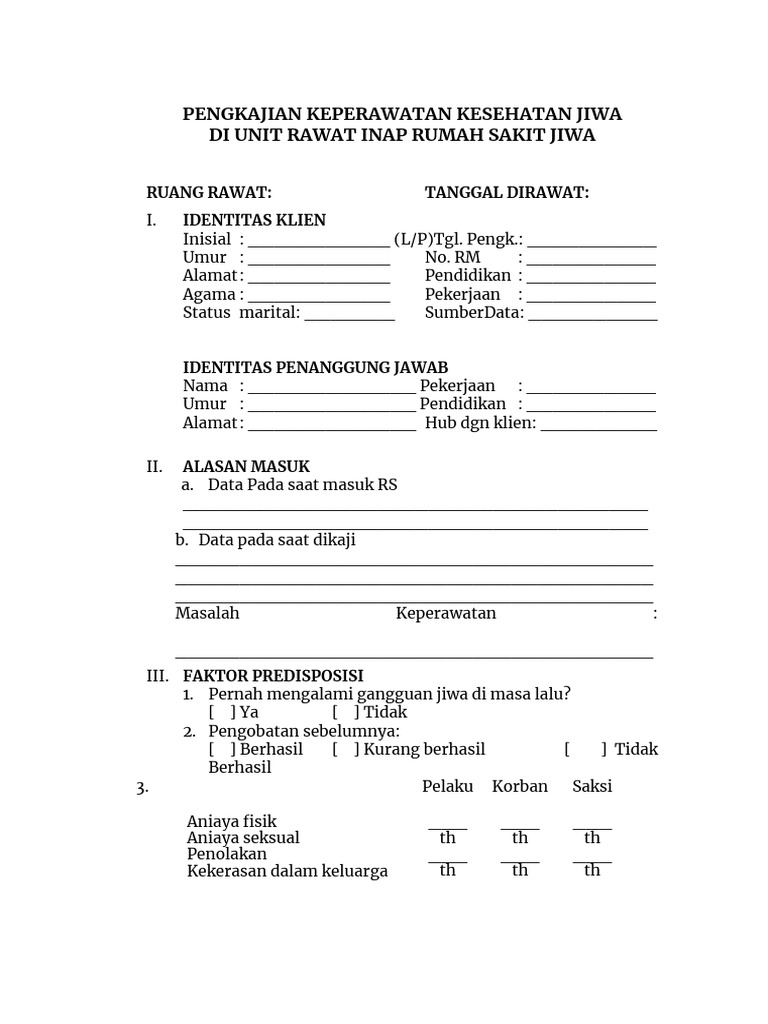 Format Asuhan Keperawatan Jiwa | PDF | Karier & Perkembangan