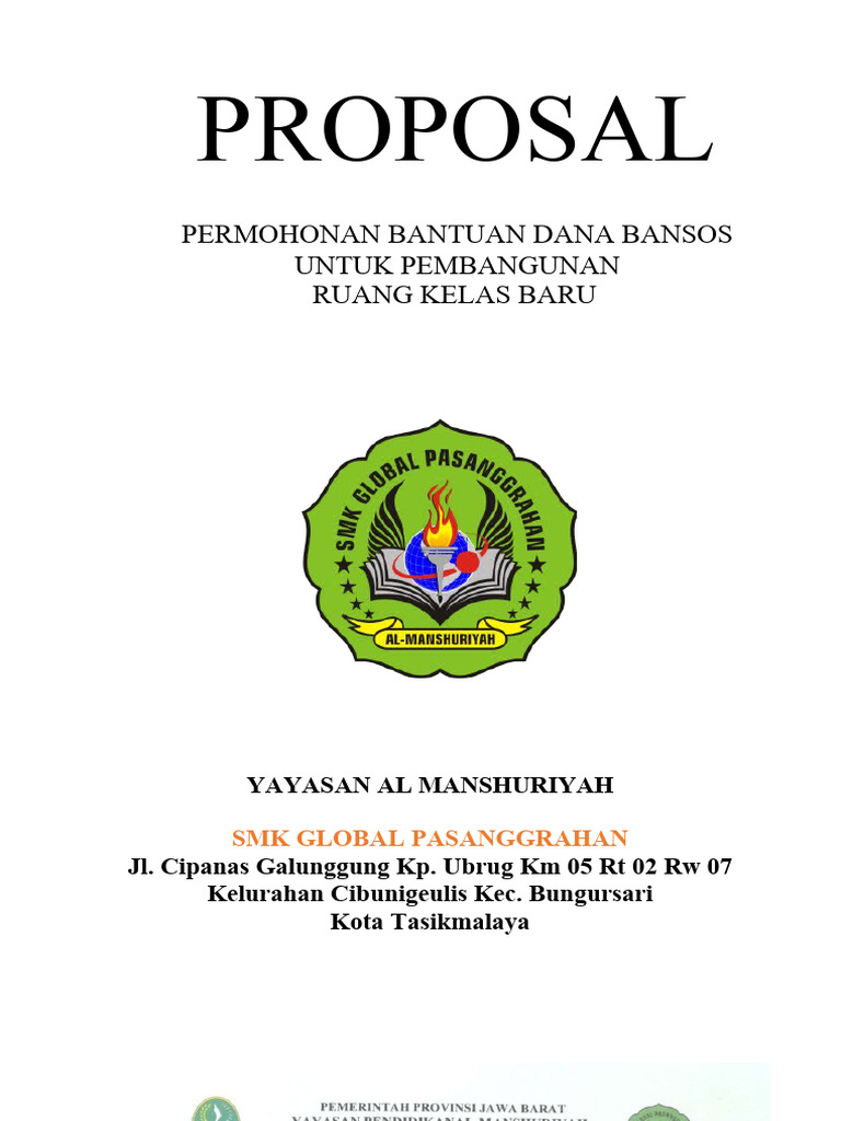 Proposal Bantuan Ruang Kelas Baru SMK Global Pasanggrahan 2024 Baru | PDF