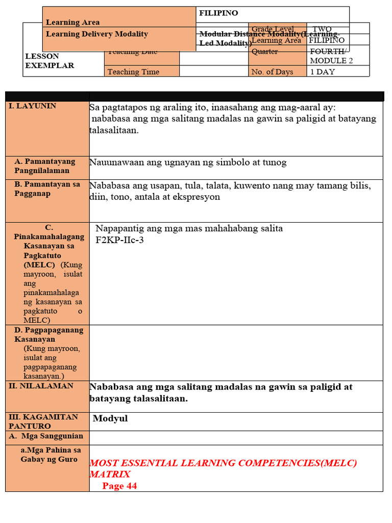COT FILIPINO 2 M2 Q4 | PDF