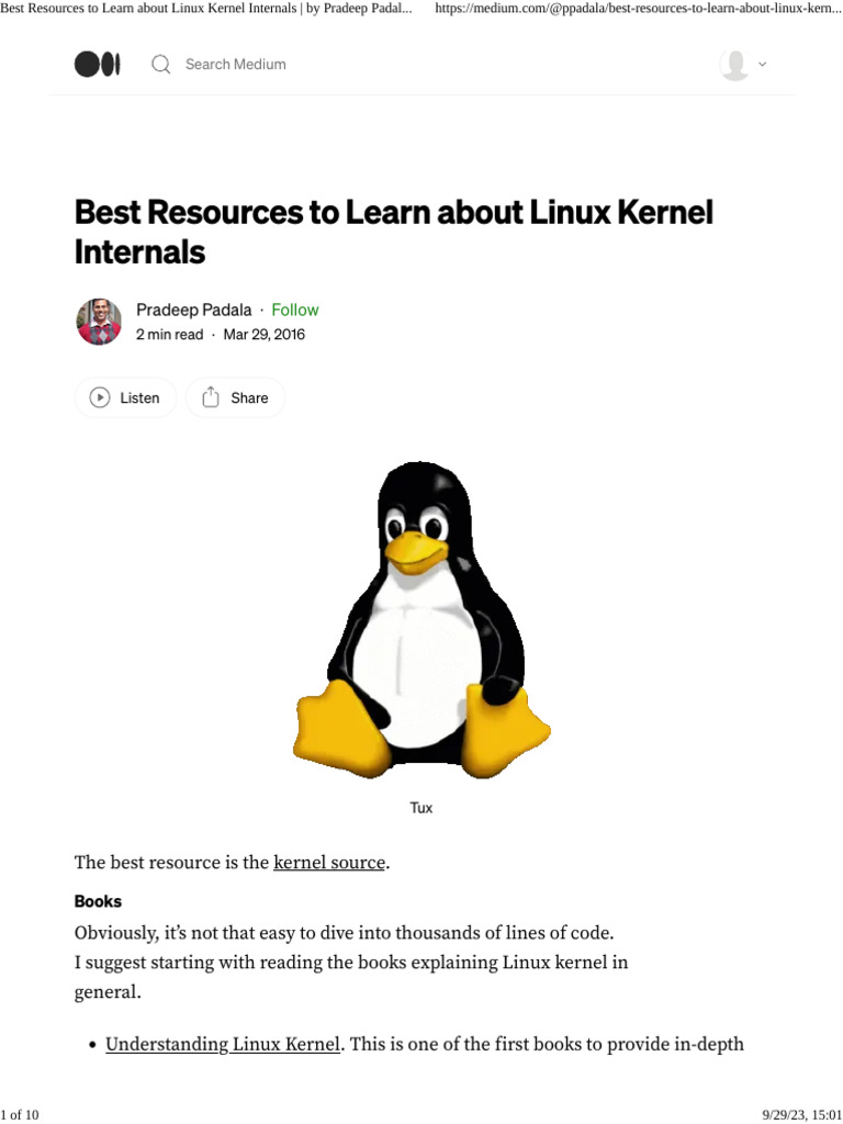 Best Resources To Learn About Linux Kernel Internals by Pradeep Padala Medium | PDF