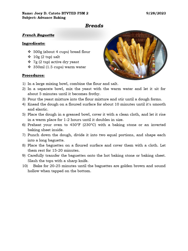 Joey Catoto Advance Baking | PDF