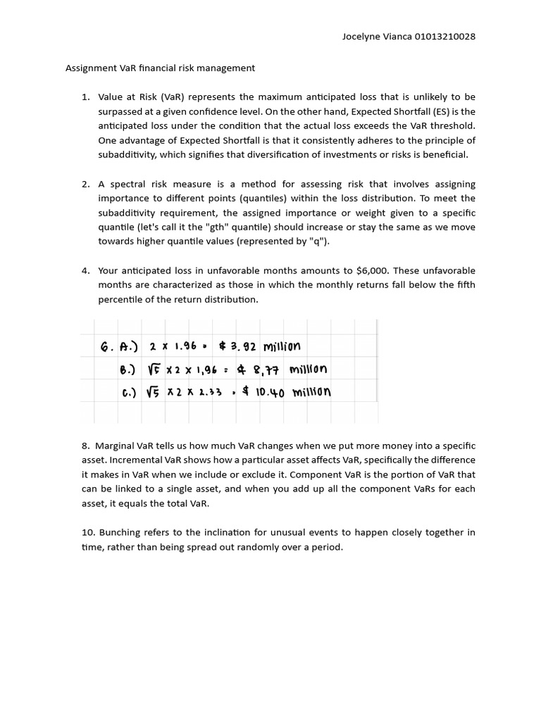 Assignment VaR Financial Risk Management | PDF
