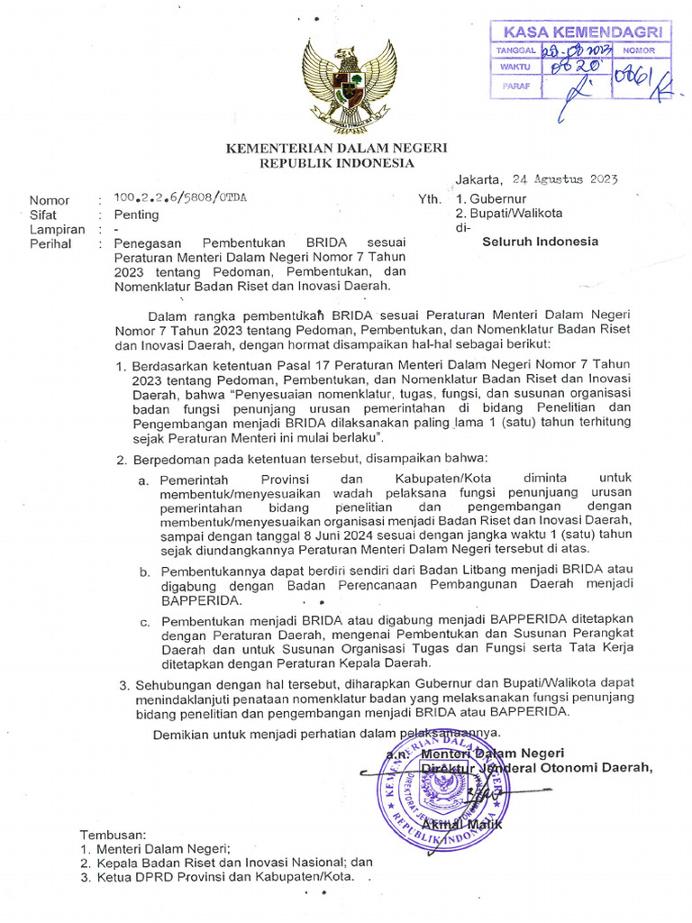 100.2.2.6 5808 OTDA Pembentukan BRIDA | PDF