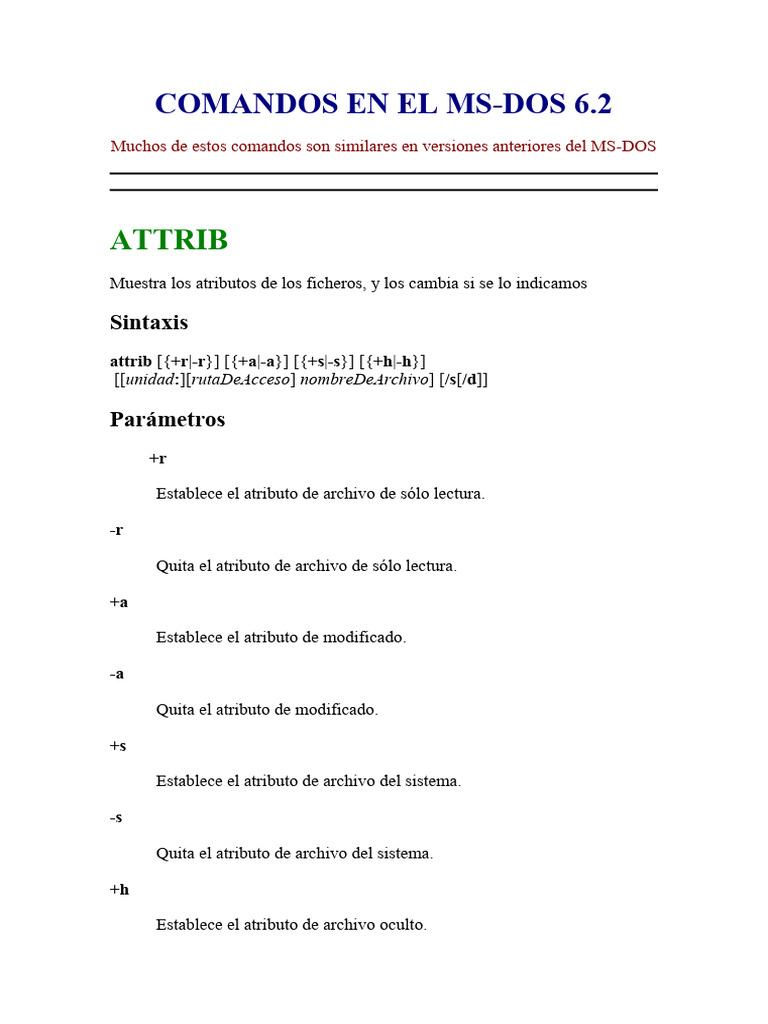 COMANDOS EN EL MSdos | PDF | Archivo de computadora | Programación
