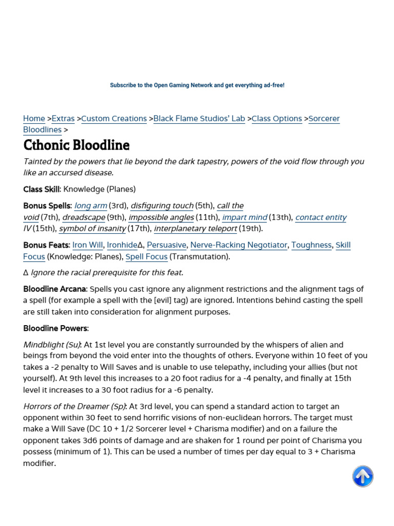 Cthonic Bloodline - d20PFSRD | PDF | Games & Activities