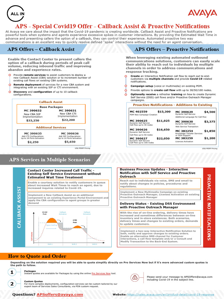 APS Callback Assist & Proactive Notifications C19 One-Pager | PDF