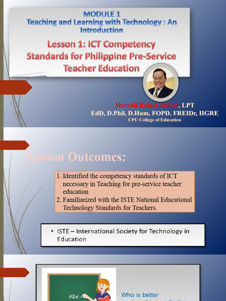 Module 1 Lesson 1 ICT Comptency Standards For Philippine Pre-Service ...