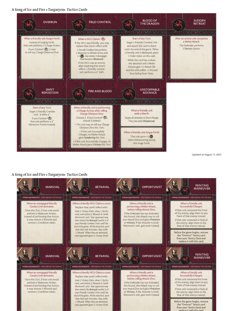Targaryen Tactic Cards S03 3 | PDF