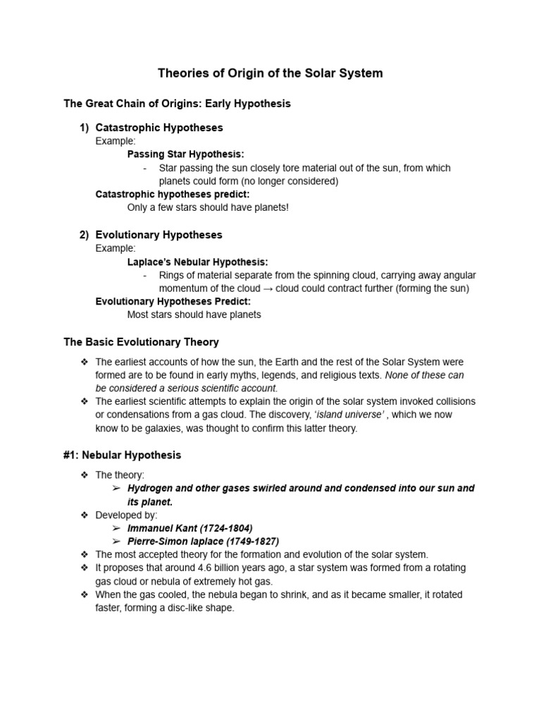 Theories of Origin of The Solar System | PDF | Social Science | Young Adult