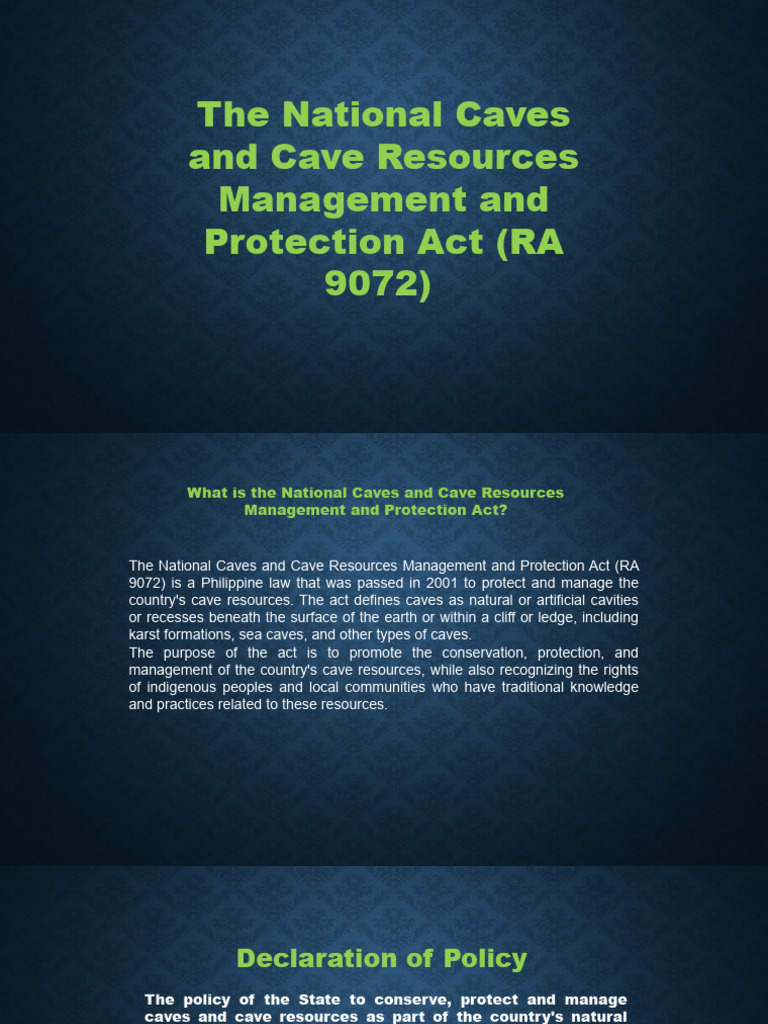 The National Caves and Cave Resources Management and Protection Act (RA ...