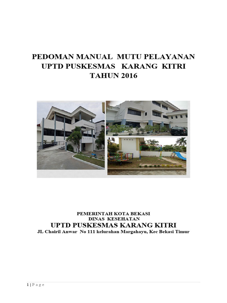 Pedoman-Manual-Mutu-Puskesmas-Karang Kitri 2016 | PDF