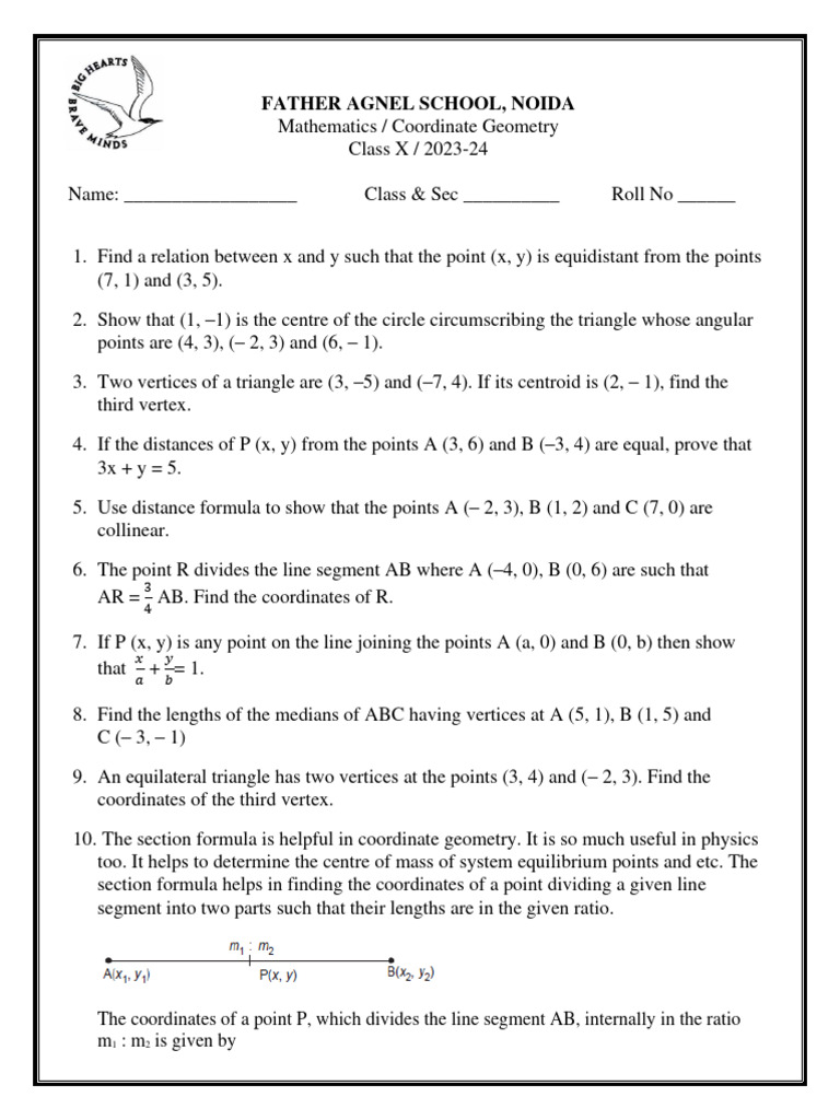 Class 10 Coordinate Geometry WKSHT | PDF | Triangle | Mathematics