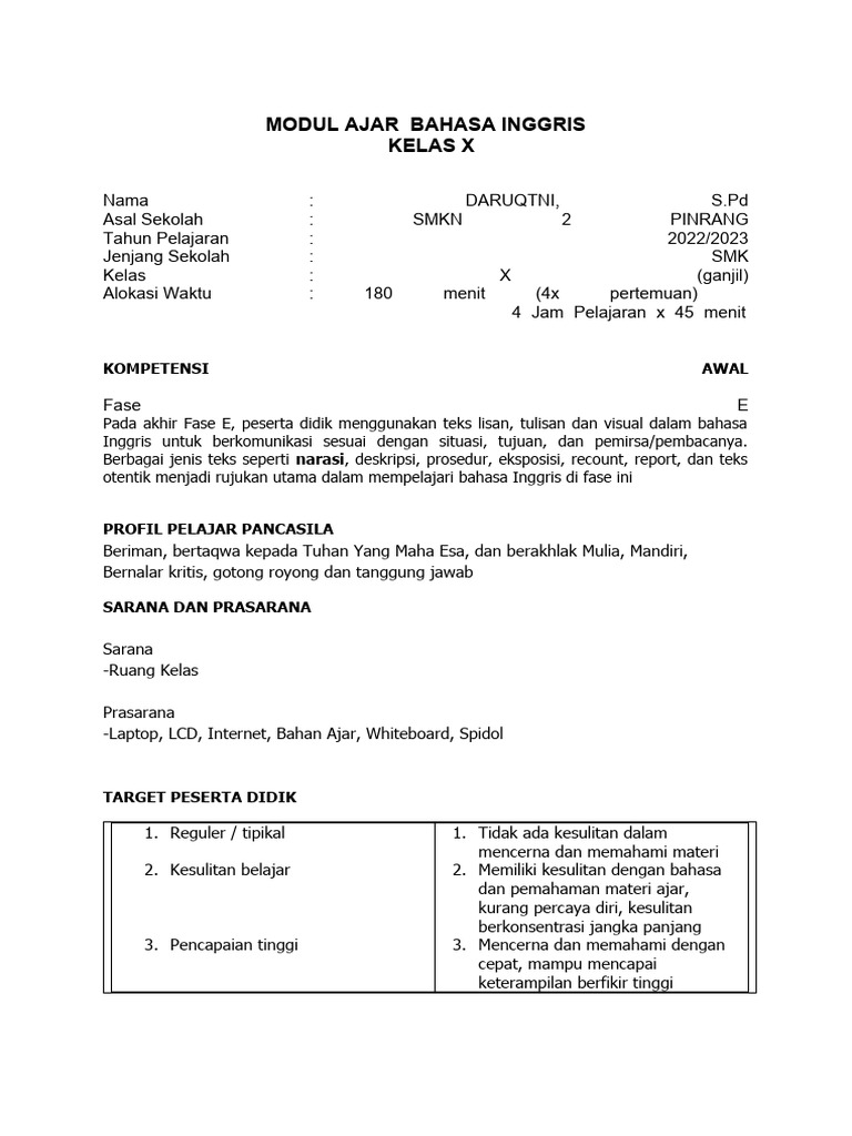 Modul Ajar Narrative Autosaved 1 Pdf