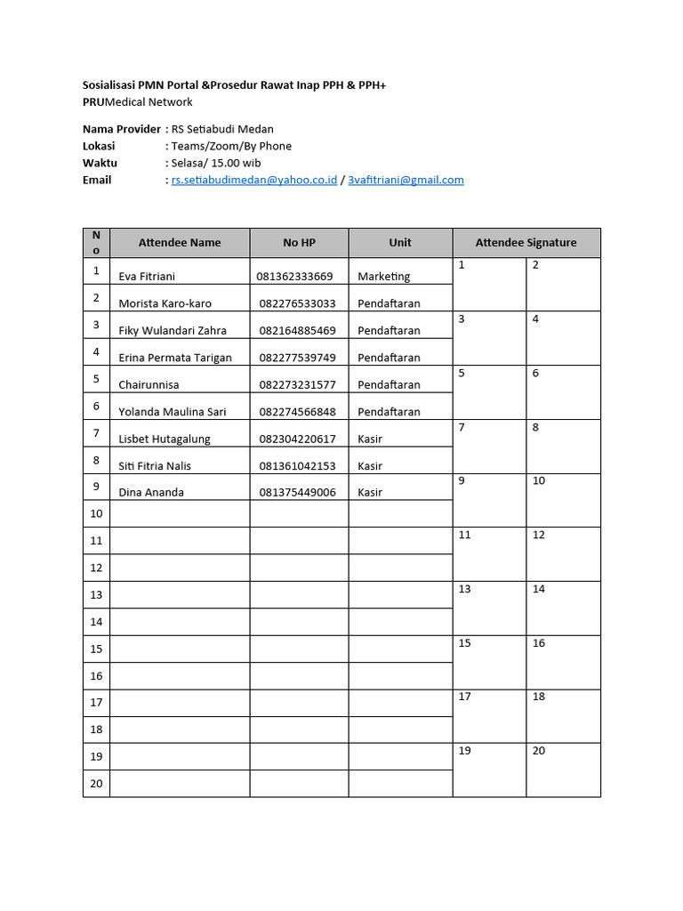 Absensi - sosialisasi PMN Portal | PDF