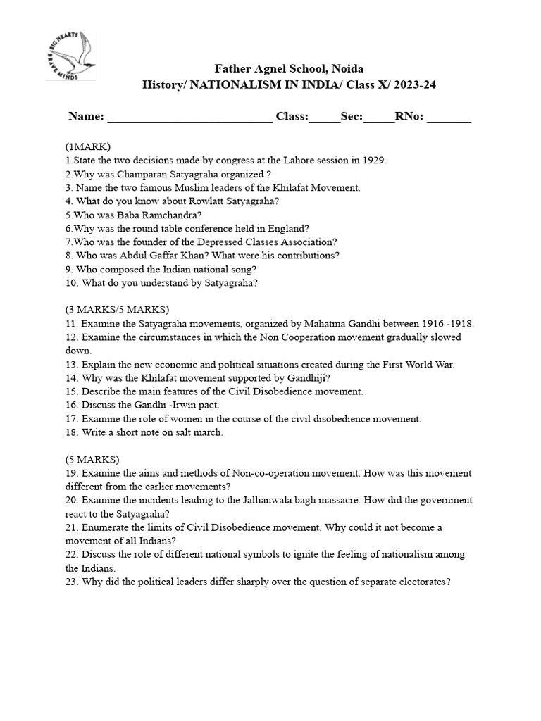 Nationalism in India Practice | PDF