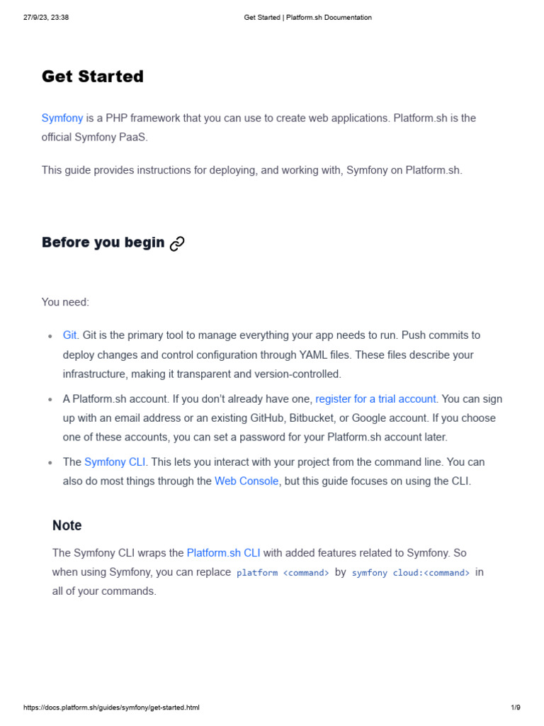Get Started - Platform - SH Documentation | PDF